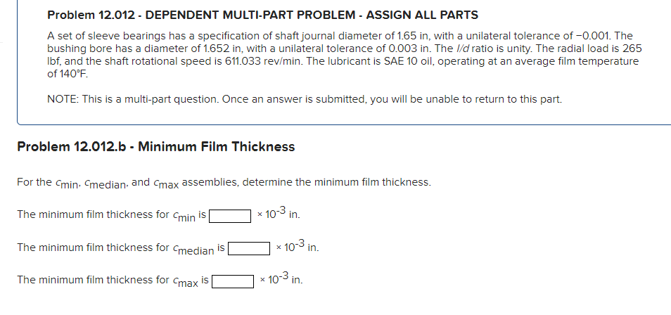 Solved Problem 12.012 - DEPENDENT MULTI-PART PROBLEM - | Chegg.com