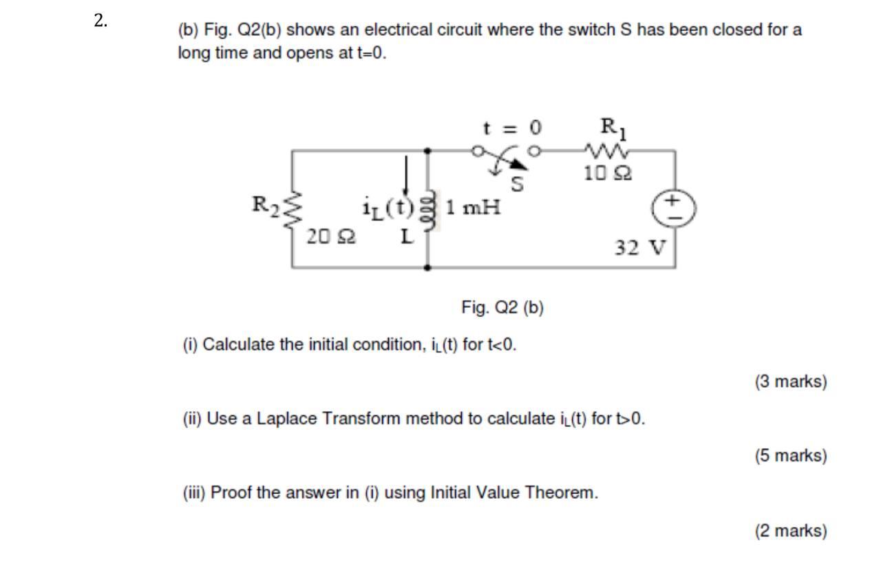 Solved 2. (b) Fig. Q2(b) shows an electrical circuit where | Chegg.com
