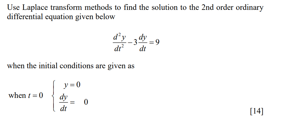 Solved Use Laplace transform methods to find the solution to | Chegg.com