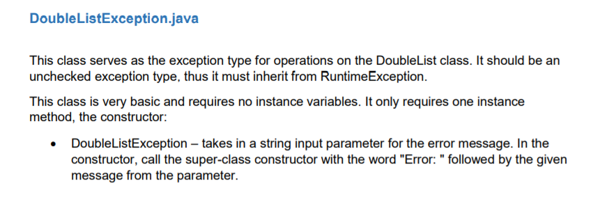 Solved DoubleListException.java This class serves as the | Chegg.com