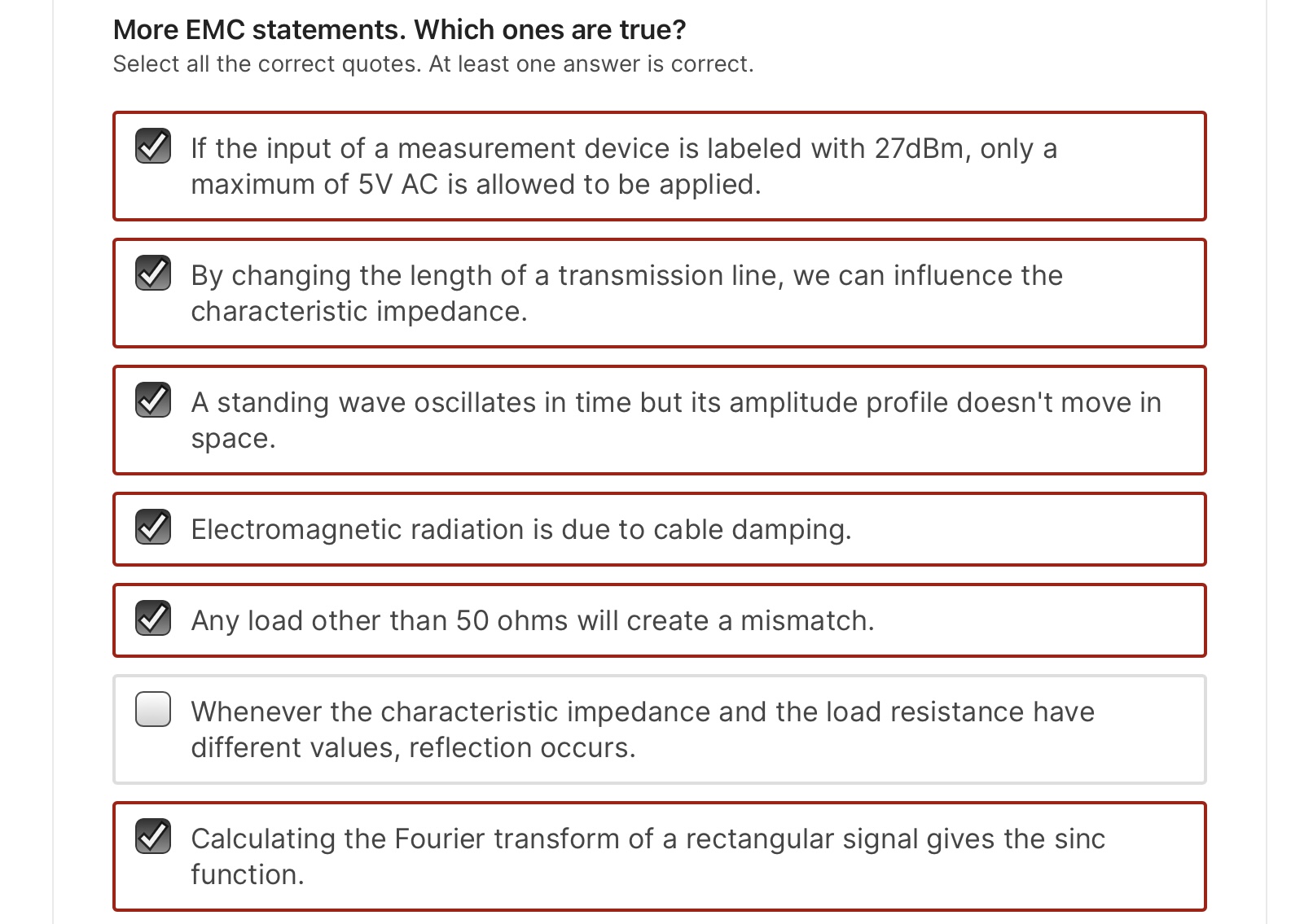 Solved More EMC statements. Which ones are true? Select all | Chegg.com