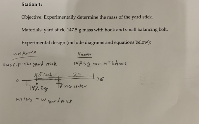 Solved Station 1: Objective: Experimentally determine the | Chegg.com