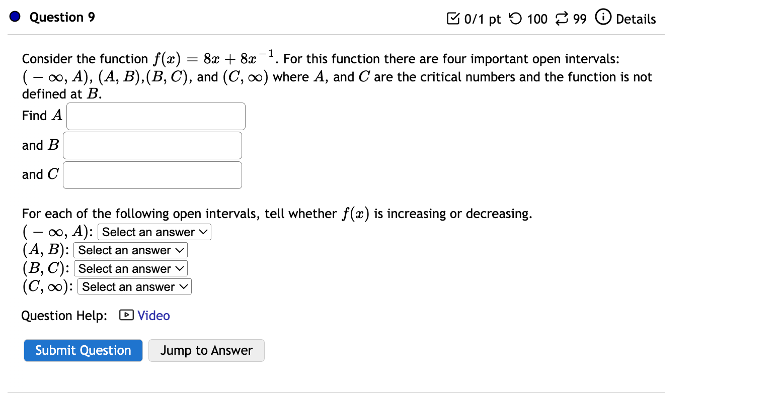 Solved Consider the function f(x) = 8x+8x^-1. For this | Chegg.com