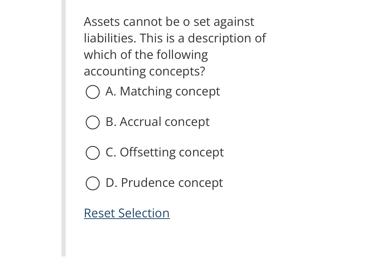 Assets cannot be o set against liabilities. This is a | Chegg.com