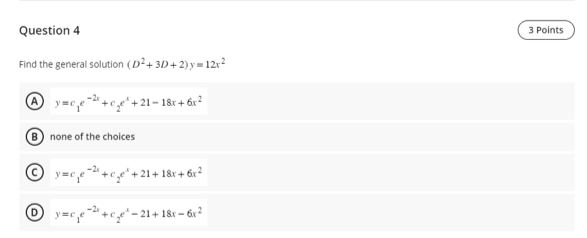 Solved ind the general solution (D4+2D+D2+12D+20)y=0 (A) | Chegg.com