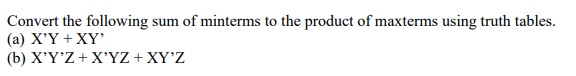 Solved Convert the following sum of minterms to the product | Chegg.com