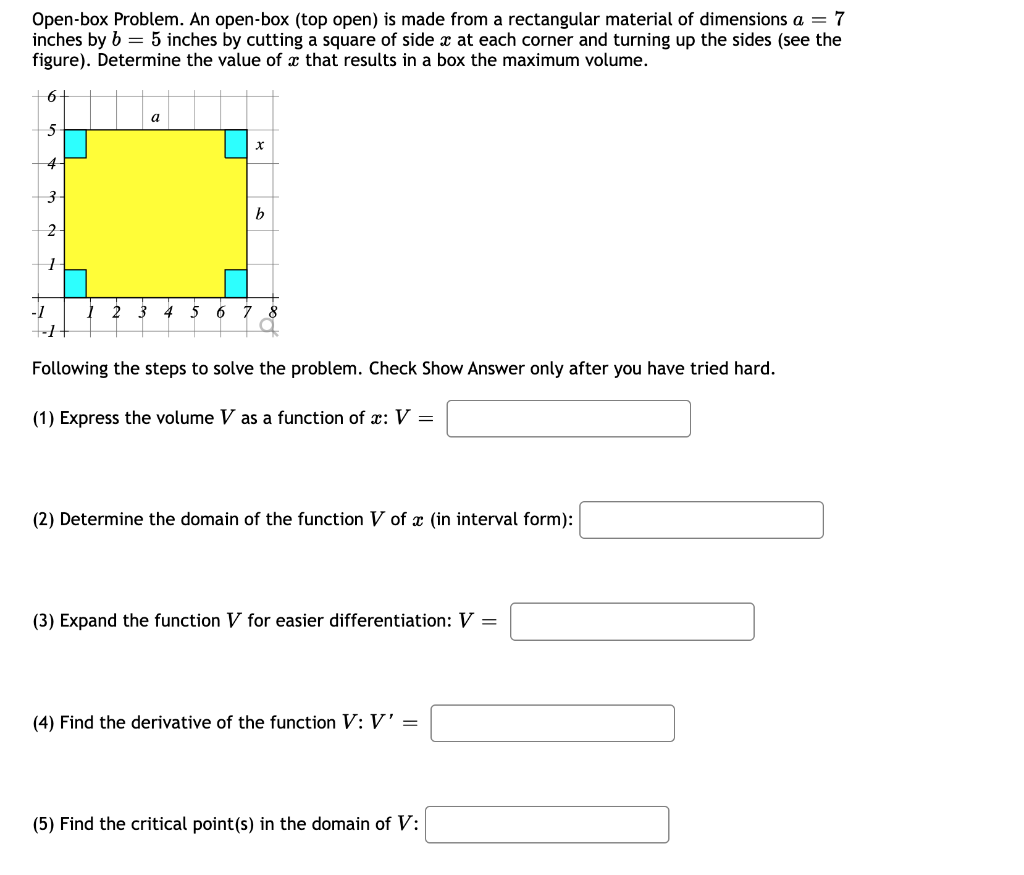 Solved Open-box Problem. An open-box (top open) is made from | Chegg.com