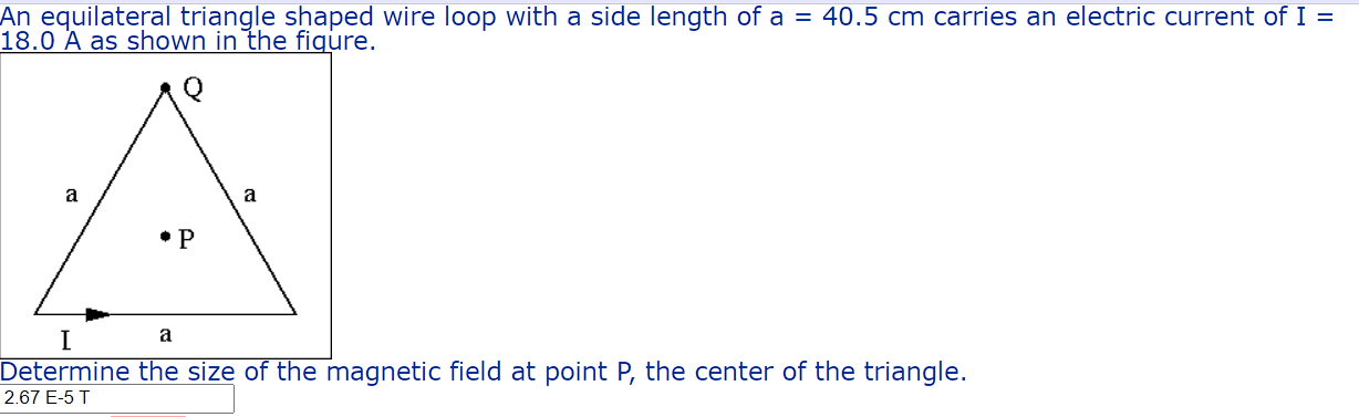 Solved An equilateral triangle shaped wire loop with a side | Chegg.com