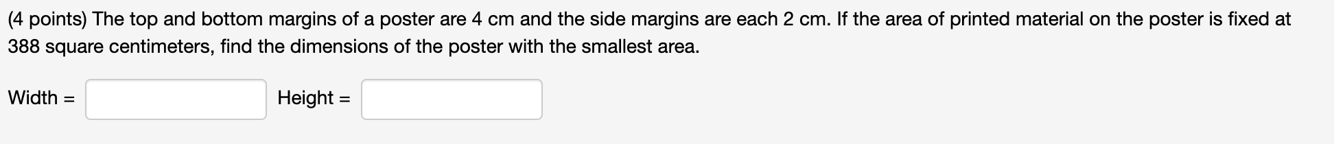 Solved ( 4 ﻿points) ﻿The top and bottom margins of a poster | Chegg.com