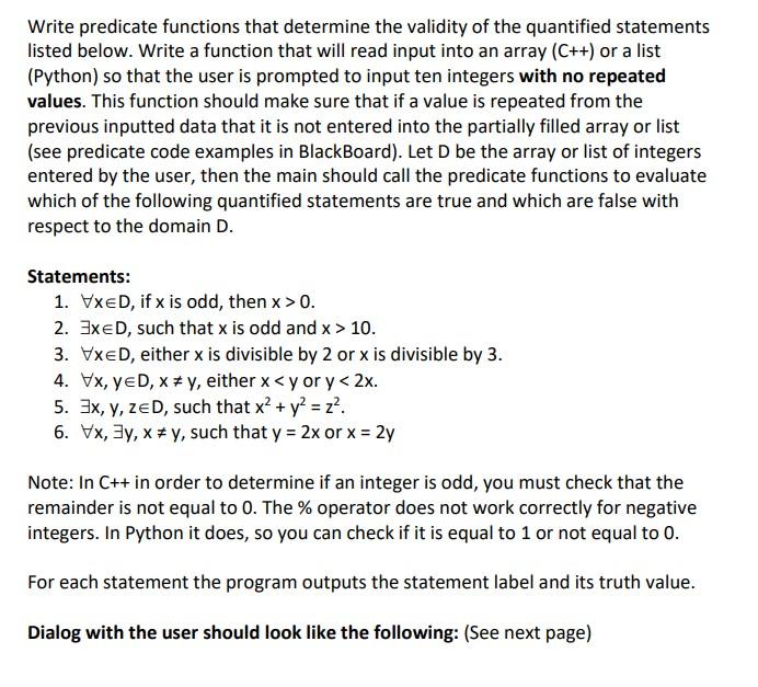 Solved Write predicate functions that determine the validity | Chegg.com