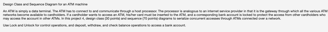 Design Class and Sequence Diagram for an ATM machine | Chegg.com