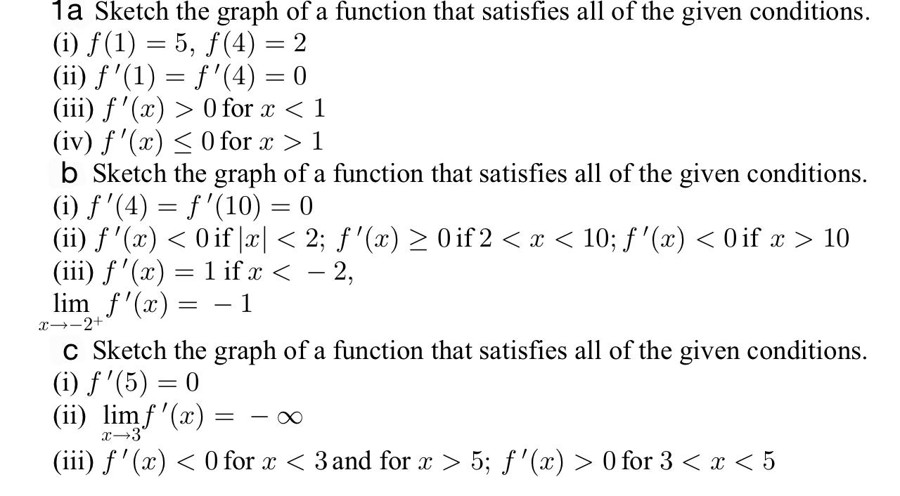 Solved 1a Sketch the graph of a function that satisfies all | Chegg.com