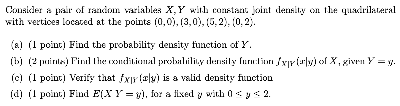 Consider a pair of random variables X,Y with constant | Chegg.com
