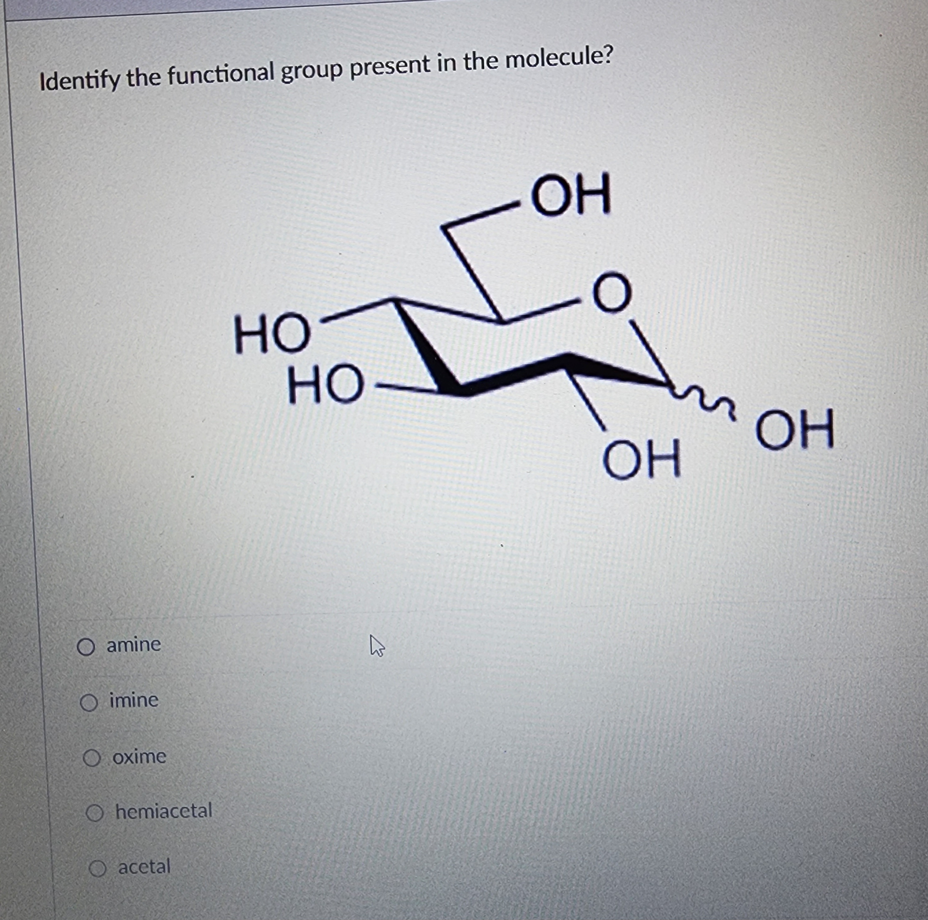 Solved Identify the functional group present in the | Chegg.com