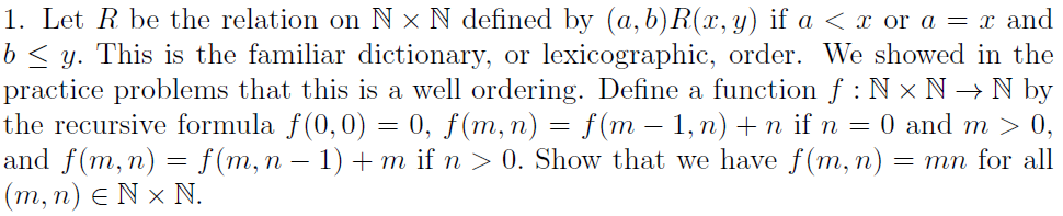 Solved 1. Let R be the relation on N×N defined by | Chegg.com