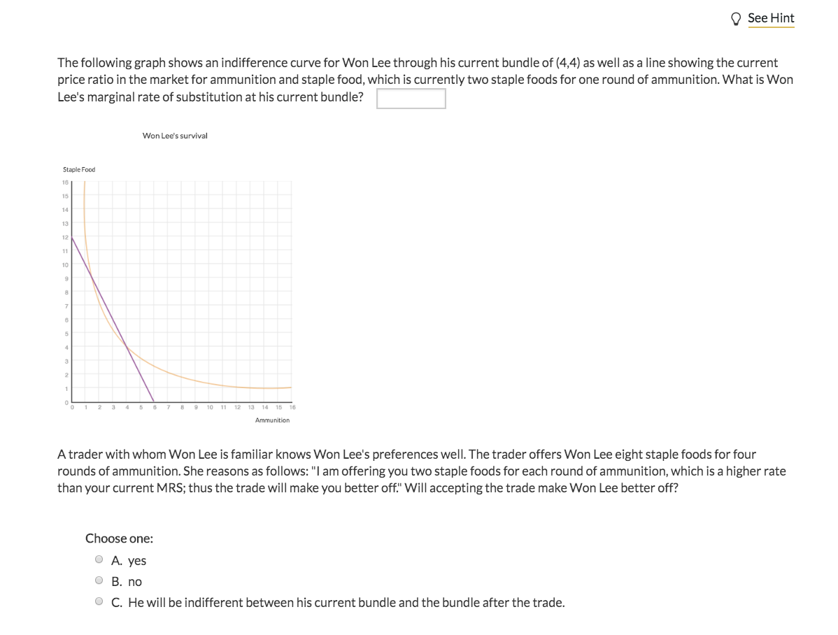 Solved See Hint The following graph shows an indifference | Chegg.com