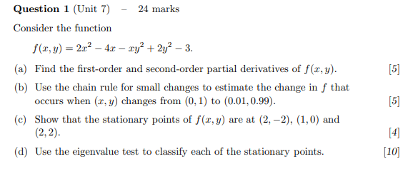 Solved [5] Question 1 (Unit 7) 24 marks Consider the | Chegg.com