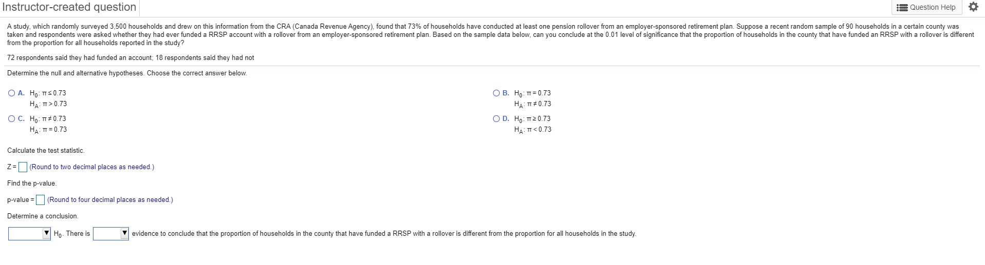 Solved Instructor-created question A Question Help A study, | Chegg.com