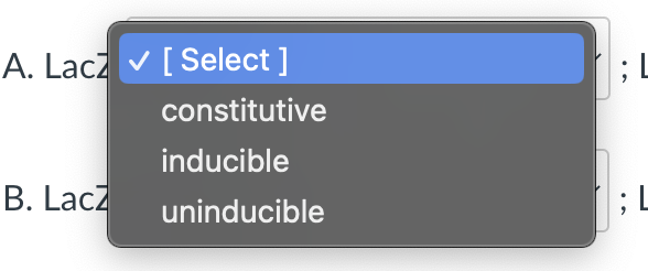 Solved A. lacll−laCO+lacZ+lacY− A. Lac2 inducible B. Lac2 | Chegg.com