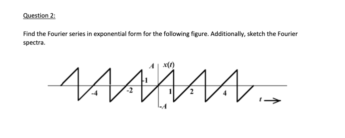 Question 2:Find the Fourier series in exponential | Chegg.com