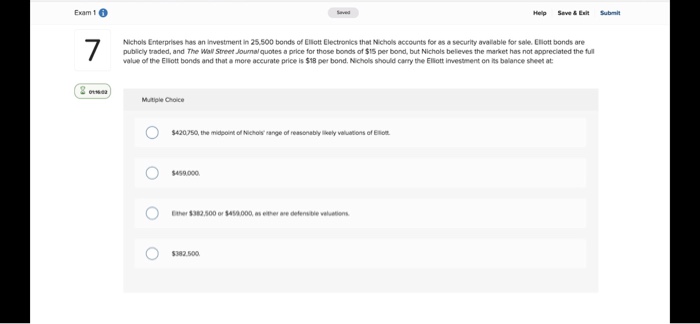 Solved Exam 1 Help Save&ExitSubmit 7 Nichols Enterprises has | Chegg.com