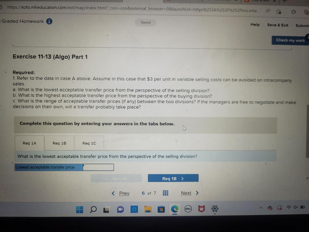 Solved Required information Exercise 11-13 (Algo) Transfer | Chegg.com