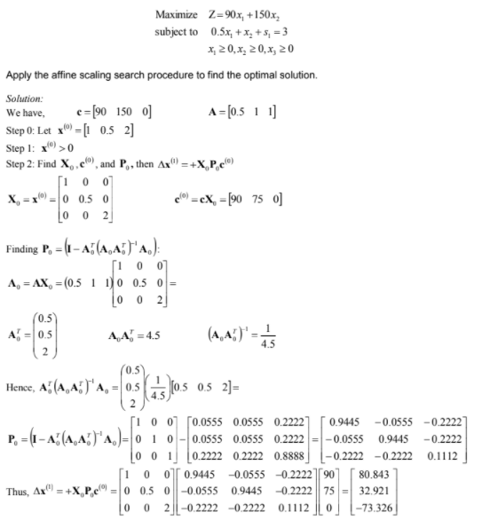 Solved Refer to this table Apply the affine scaling search | Chegg.com