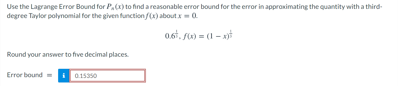 Solved Use the Lagrange Error Bound for Pn(x) to find a | Chegg.com