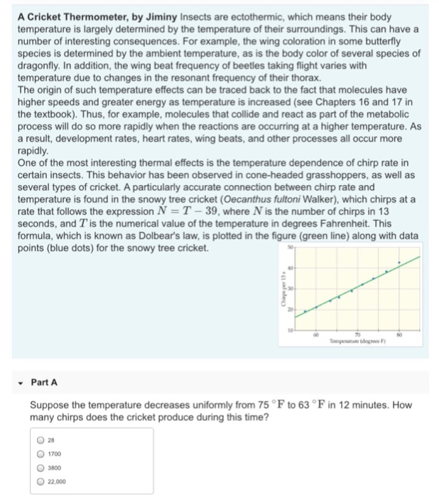 Solved A Cricket Thermometer, by Jiminy Insects are | Chegg.com