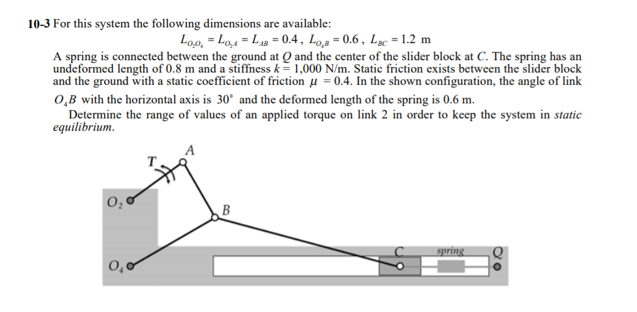 Solved 10-3 For this system the following dimensions are | Chegg.com