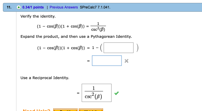 Solved 11. 0.34/1 points | Previous Answers SPreCalc7 | Chegg.com