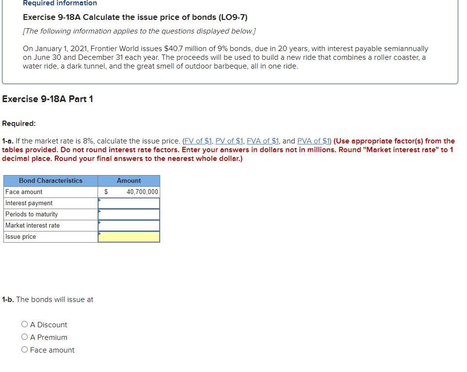 Solved Required information Exercise 9-18A Calculate the | Chegg.com