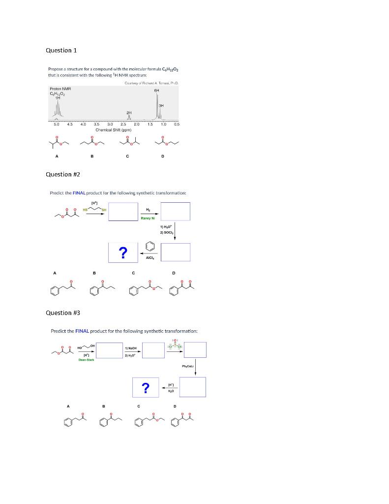 Solved Question 1 Propose a structure for a compaund with | Chegg.com
