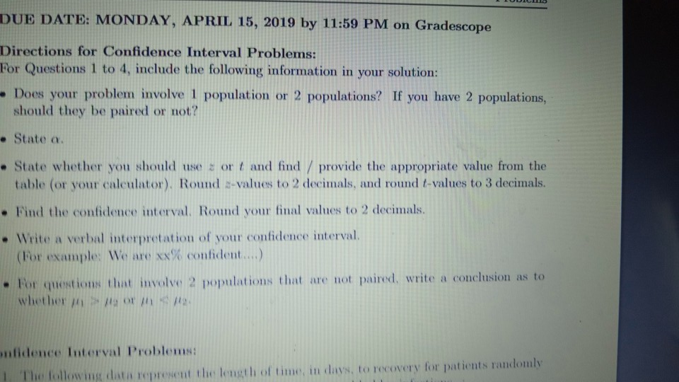 Solved DUE DATE: MONDAY, APRIL 15, 2019 by 11:59 PM on | Chegg.com