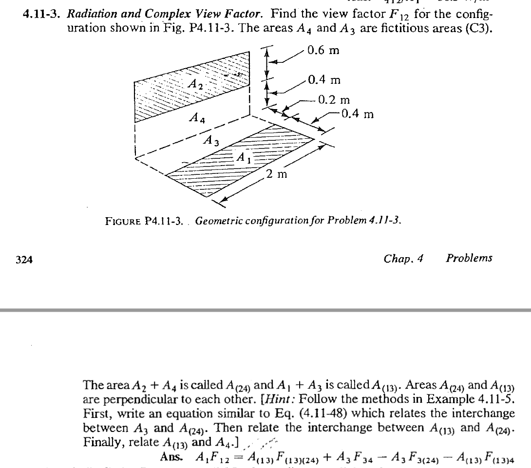 Solved 4.11-3. Radiation and Complex View Factor. Find the | Chegg.com