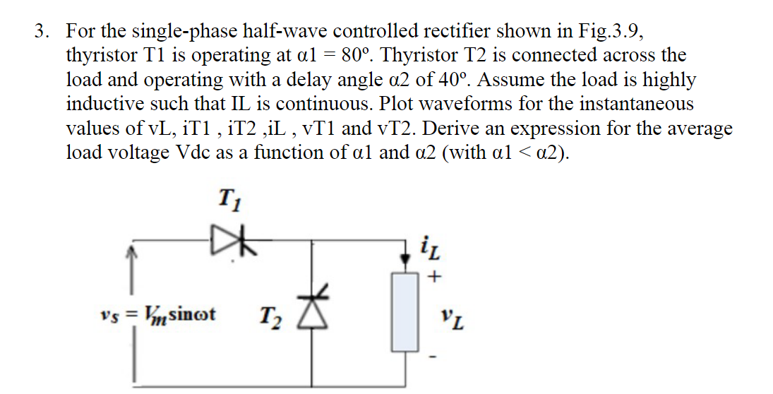 Solved For the single-phase half-wave controlled rectifier | Chegg.com
