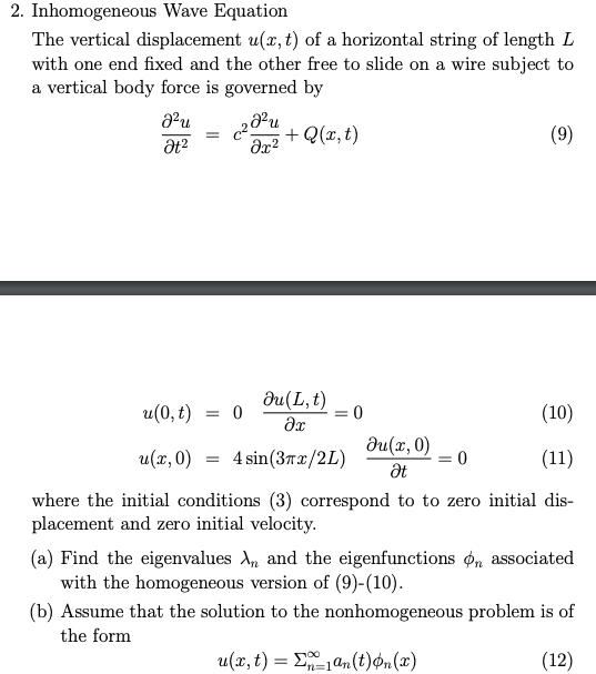 Solved 2. Inhomogeneous Wave Equation The vertical | Chegg.com
