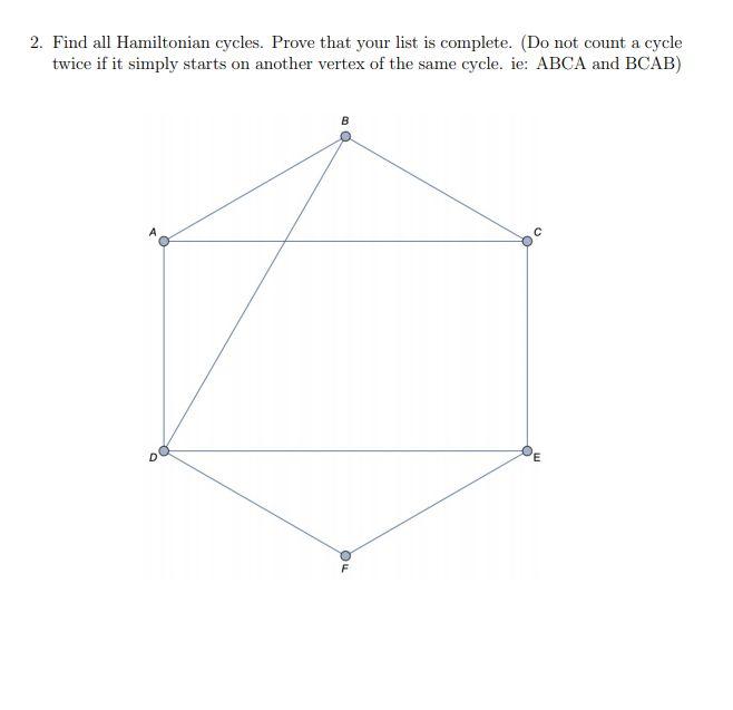 Solved 2. Find all Hamiltonian cycles. Prove that your list | Chegg.com