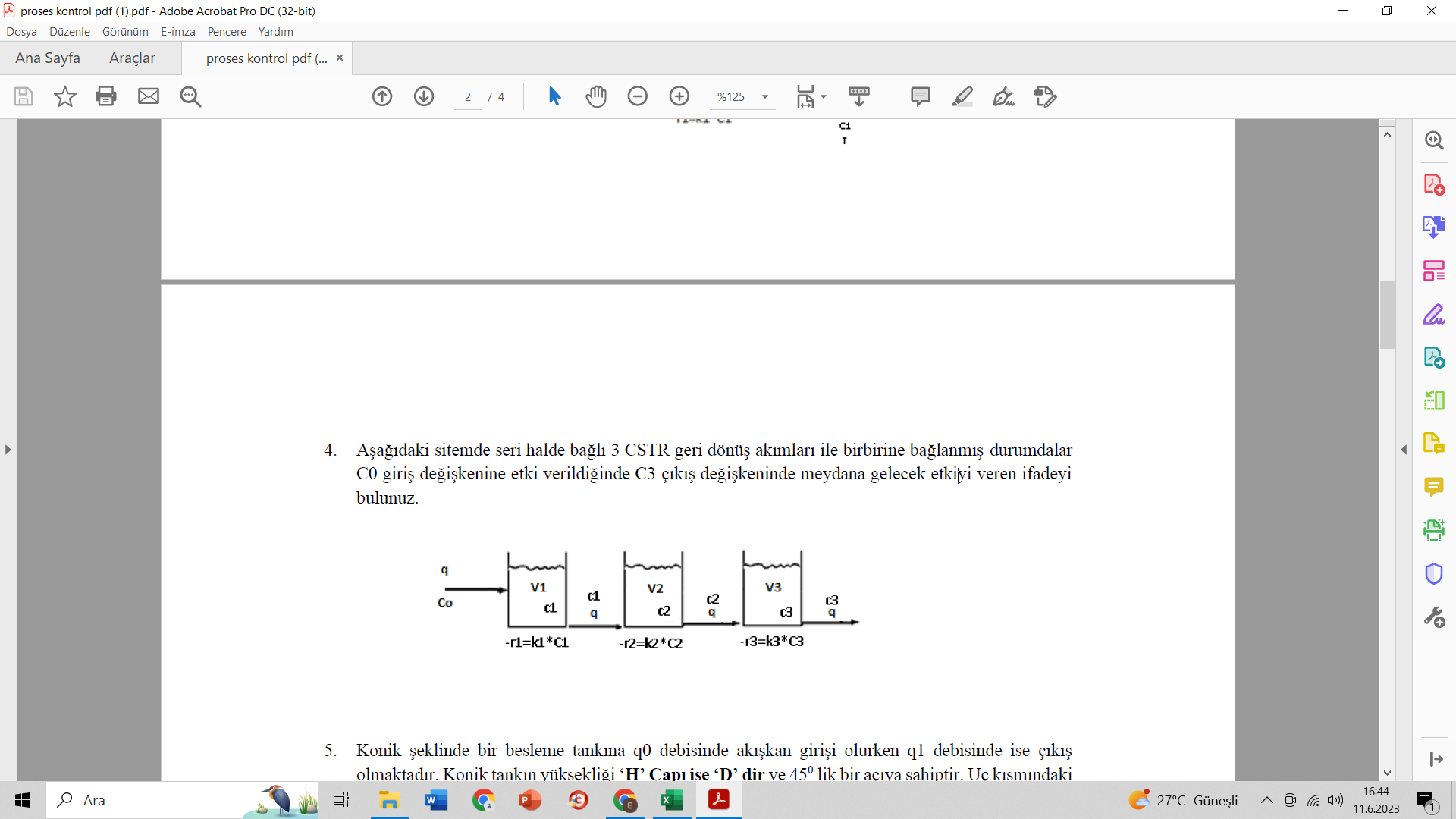In my system below, 3 CSTRs connected in series are | Chegg.com