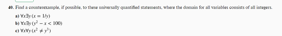 Solved 40. Find a counterexample, if possible, to these | Chegg.com
