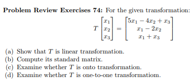 Solved Problem Review Exercises 74: For the given | Chegg.com