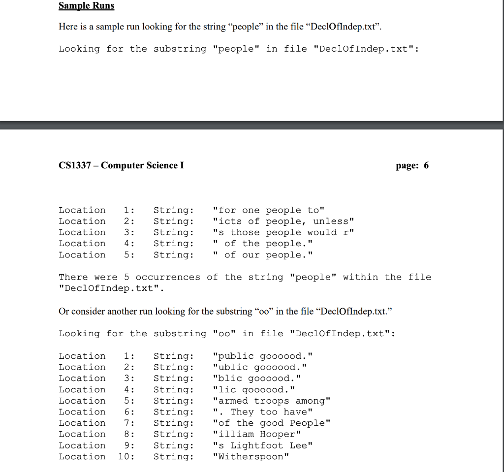 Program 2 – Detecting Substrings (C++ Version) | Chegg.com