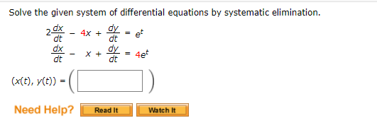 Solved Solve the given system of differential equations by | Chegg.com