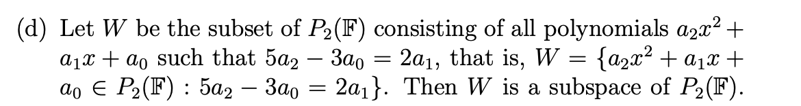 Solved c) Let W be the subset of F3 consisting of all | Chegg.com