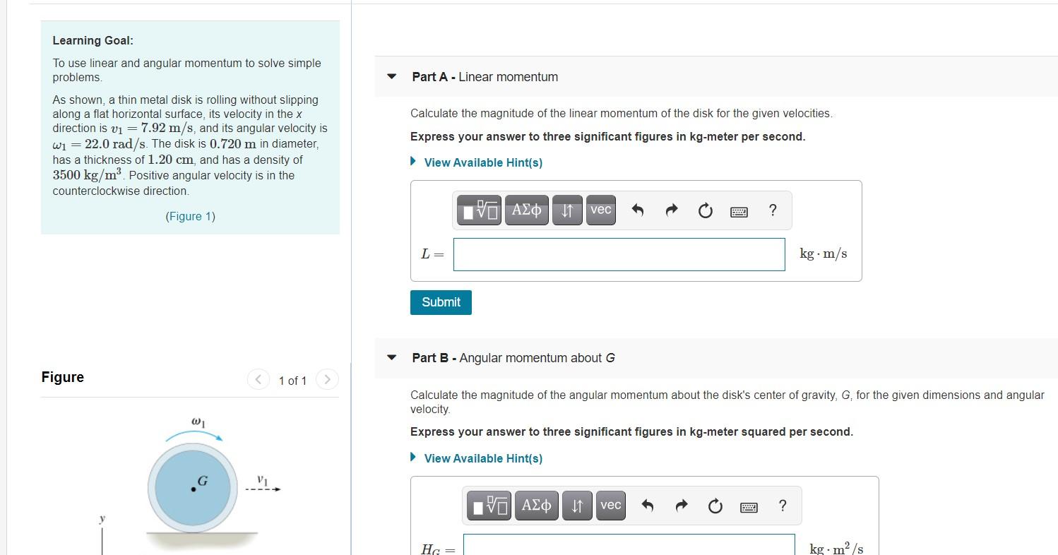 Solved Learning Goal: Part A - Linear momentum To use linear | Chegg.com
