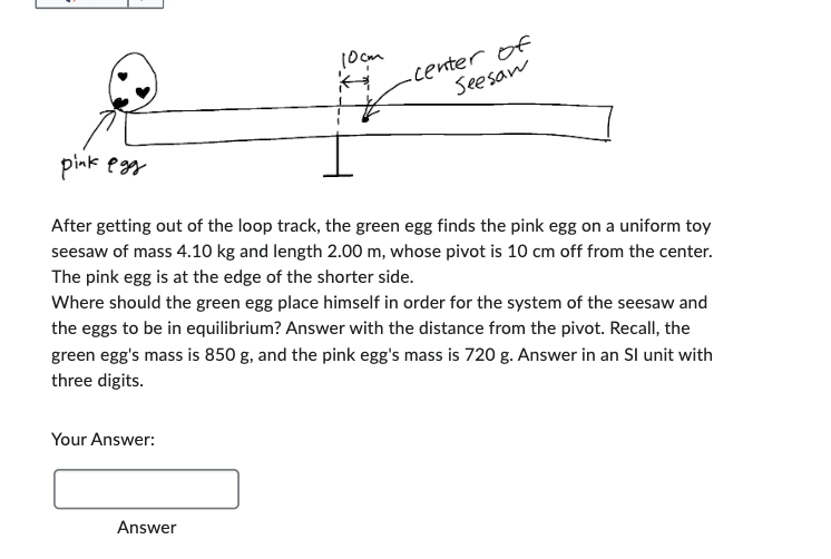 Solved After getting out of the loop track, the green egg | Chegg.com