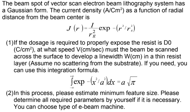 The beam spot of vector scan electron beam | Chegg.com