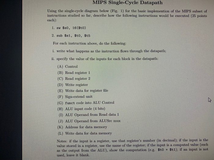 MIPS Single-Cycle Datapath Using the single-cycle | Chegg.com