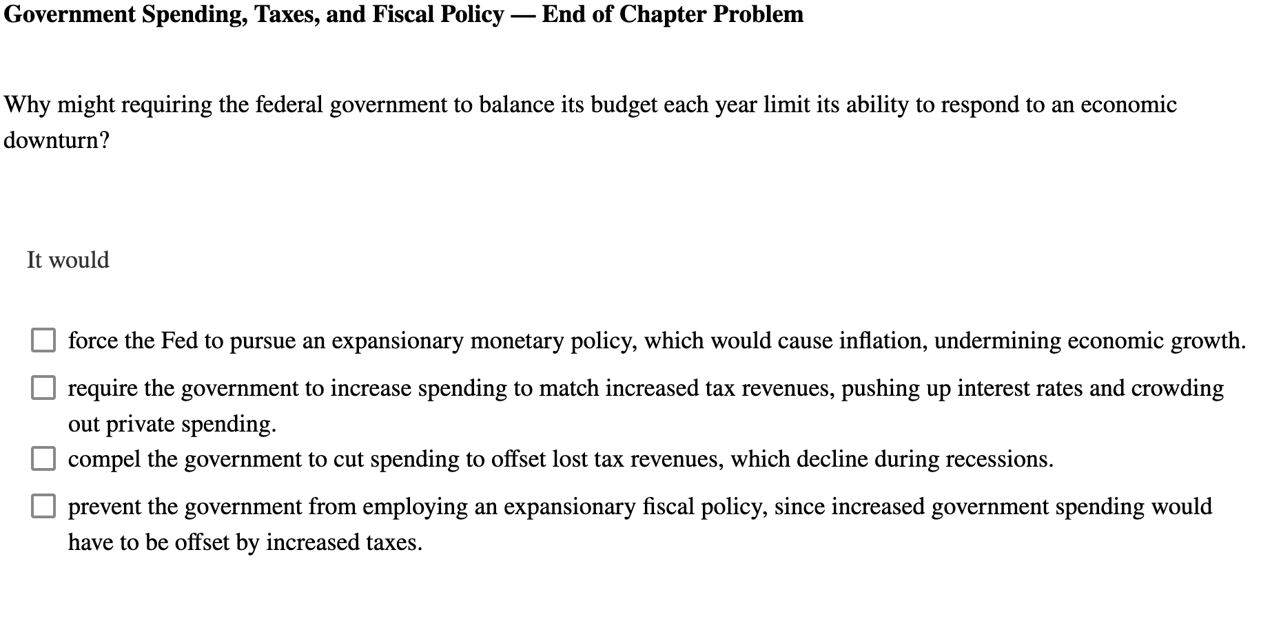 Solved Government Spending, Taxes, and Fiscal Policy — ﻿End | Chegg.com