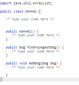 Solved Complete the Kennel class by implementing the | Chegg.com